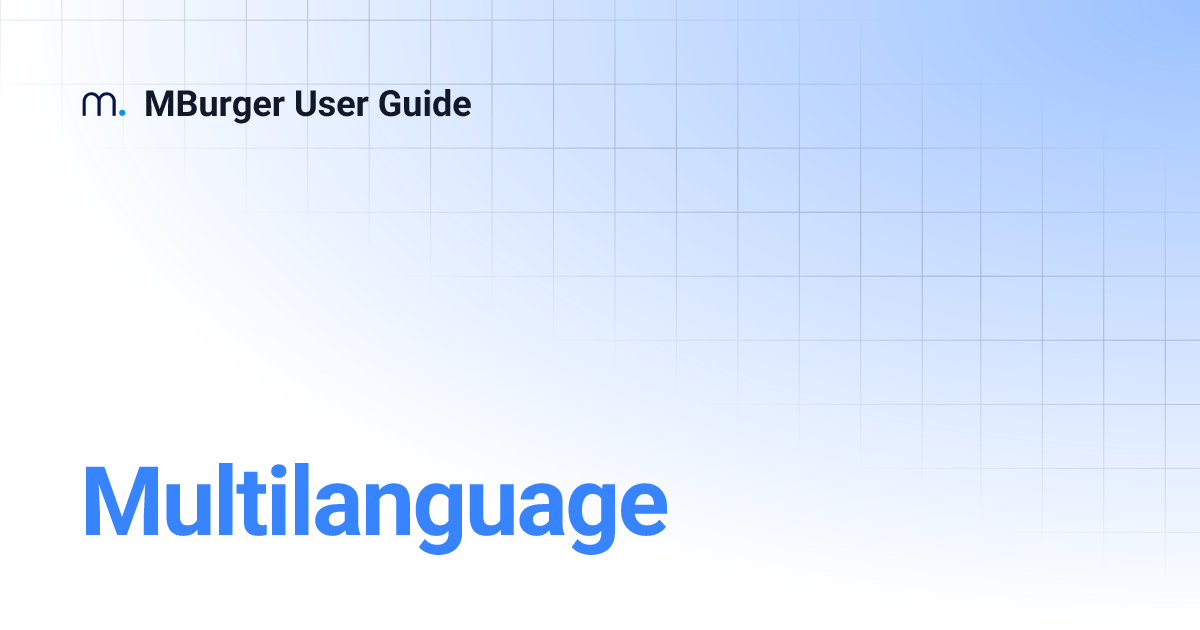 Multilanguage | MBurger User Guide